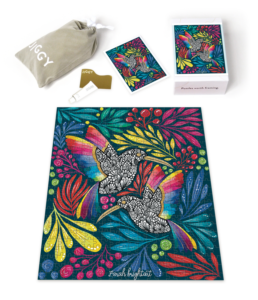 Hummingbird in a Rainbow Garden by Farah Brightart – JIGGY Puzzles