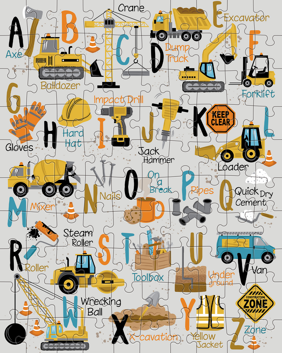 JIGGY Junior, Construction Alphabet by Lisa Perry – JIGGY Puzzles