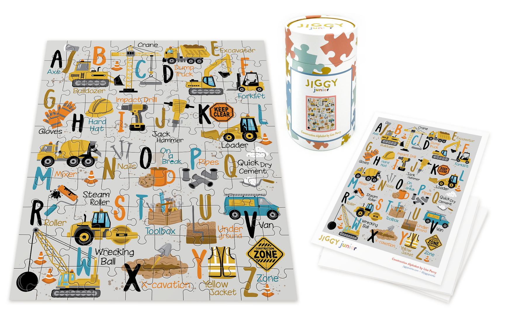 JIGGY Junior, Construction Alphabet by Lisa Perry – JIGGY Puzzles